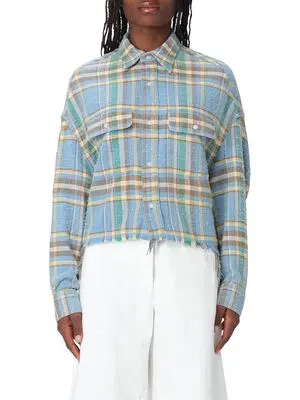 R13 Plaid Cropped Shirt - Blue