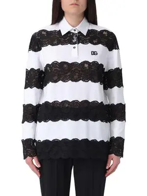 Dolce & Gabbana Dolce & Gabbana Cotton Lace Long-Sleeve Polo Shirt Multicolor