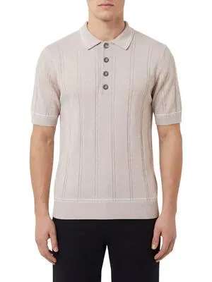 Eleventy Linen And Cotton Knit Polo Shirt - Brown