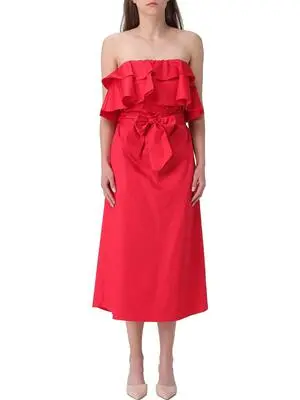HANITA Ruffled Midi Dress - Red