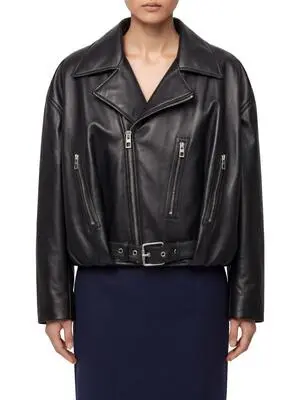Loewe Leather Moto Jacket - Black