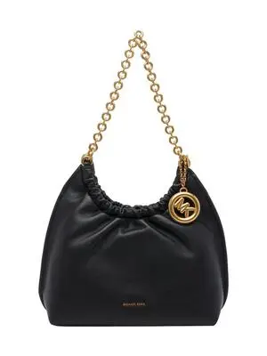 Michael Kors Leather Shoulder Bag With Chain Strap - Black