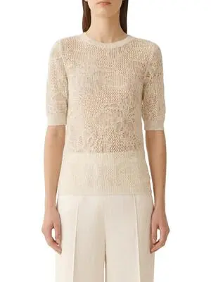 Fabiana Filippi Fabiana Filippi Floral Knit Crew Neck Sweater Mastic