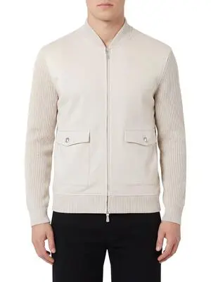 Eleventy Zip-up Jacket With Stand Collar - Sand