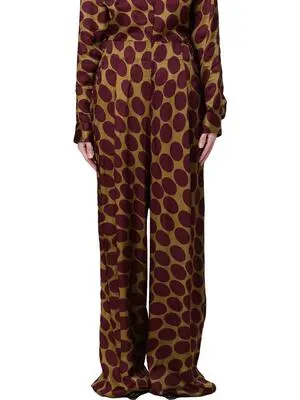 Dries Van Noten Printed Viscose Palazzo Trousers - Camel