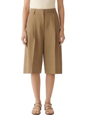 Fabiana Filippi Linen Blend High-waisted Shorts - Mud
