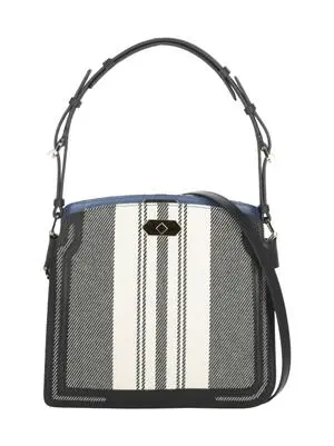 LANVIN Striped Canvas Shoulder Bag - Black
