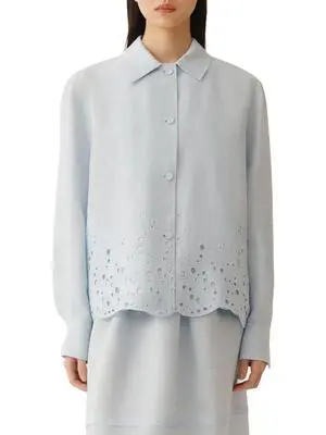 Fabiana Filippi Cropped Jacket With Eyelet Detail - Gnawed Blue