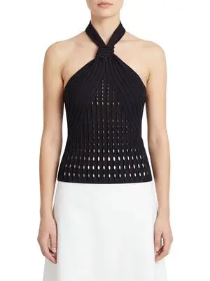 Simkhai Halter Neck Knit Top - Black