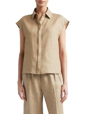Herno Linen Water Repellent Boxy Vest - 2000 Sand