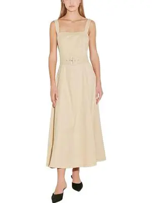 FREEMARKET Belted A-line Midi Dress - Neutral