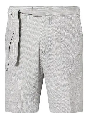 Paul Smith Stripe Seersucker Tie-waist Cotton-blend Shorts - Grey
