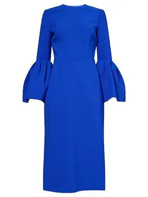 ROKSANDA Margot Puff-sleeve Woven Midi Dress - Iris