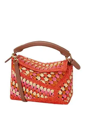 Loewe X Paula's Ibiza Puzzle Edge Mini Cross-Body Bag Bright Orange/pink