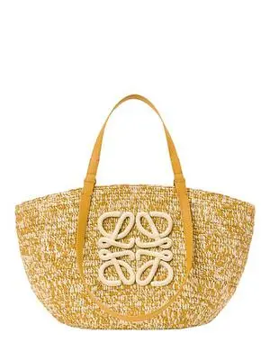 Loewe X Paula's Ibiza Eclipse Medium Raffia Basket Bag Mustard