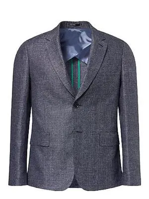 Paul Smith Sharkskin Buggy-lined Linen-wool Blazer - Blue