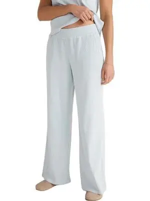 HAVEN WELL WITHIN Organic Cotton Rib Knit Wide Leg Pants - Garment Dye Salt Water