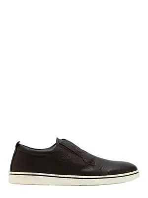 FERRAGAMO Gancini-embossed Leather Sneakers - Brown