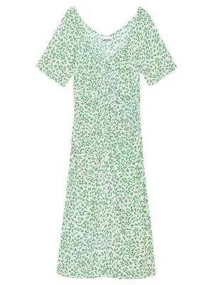 GANNI Printed Midi Dress - Neutrals