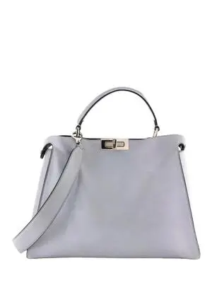Fendi Peekaboo Essential Leather Satchel - Grey