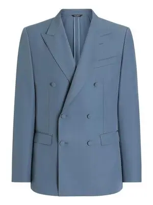 Dolce & Gabbana Double-breasted Wool Poplin Jacket - Azure