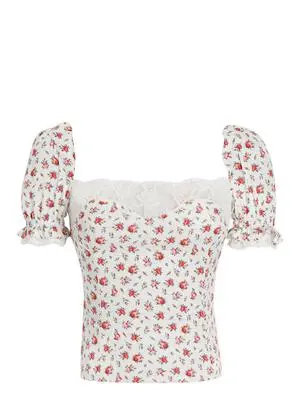 Dolce & Gabbana Rose-print Charmeuse Top - Multicolor