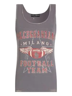Dolce & Gabbana Ribbed Tank Top With Print - Multicolor