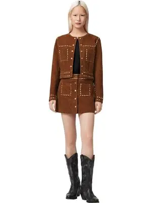 ALLSAINTS Alice Suede Mini Skirt - Brown