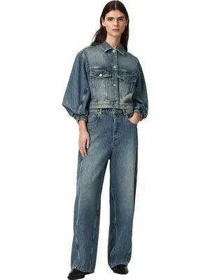 ALLSAINTS Carter Stripe Mid Rise Denim Jeans - Blue