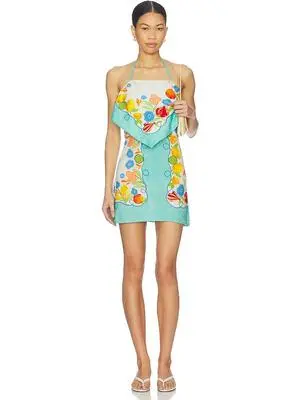Saylor Printed Linen Blend Halterneck Dress - Multi