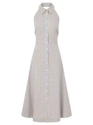 Veronica Beard Veronica Beard Mackey Checked Cotton-Seersucker Midi Dress Multi