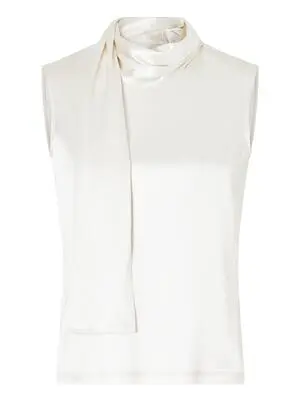 Bottega Veneta Tie-detailed Stretch-silk Satin Top - White