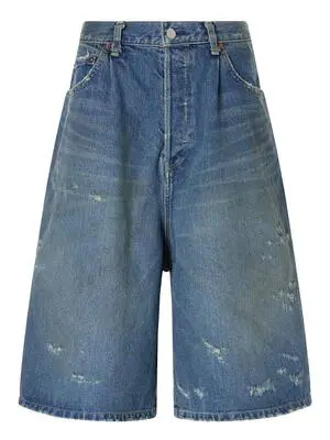 SSSTEIN Distressed Denim Knee-Length Shorts