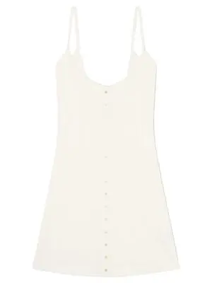 DONDE ESTEBAN Guayabera Knitted Mini Dress Cream