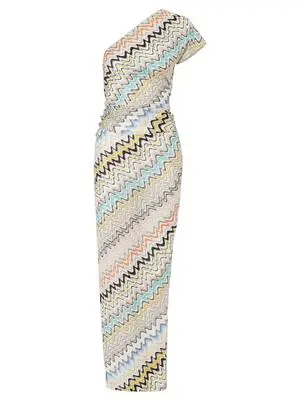 Missoni Striped Crochet-Knit Maxi Dress Beige