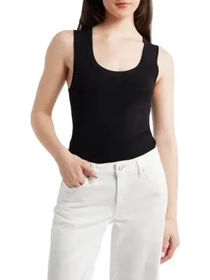 Mango Sleeveless Ribbed Knit Top - Black