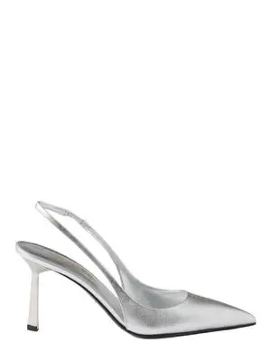 Prada Printed Leather Slingback Pumps Silver