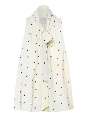 FORTE_FORTE Tie-detail Teardrop-print Top - Neutrals