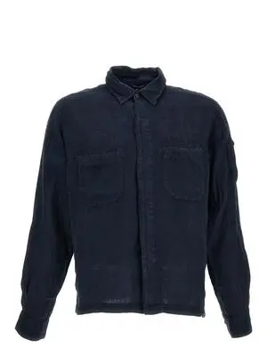 C.P. COMPANY Camicia Maniche Lunghe In Lino - Blu