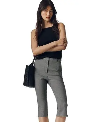 Astr The Label Card Capri Pants - Black Houndstooth