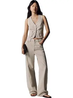 Rails High-rise Wide-leg Pants - Ecru Railroad Stripe