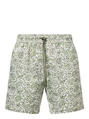 120% Lino Woven Printed Bermuda Shorts - Verde