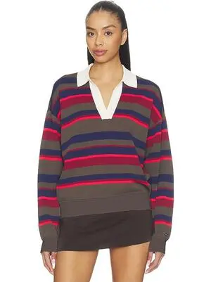 P.E Nation Retreat Stripe Collar Knit Pullover - Red