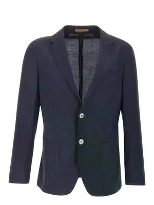 BOSS Single-breasted Seersucker Blazer - Blue