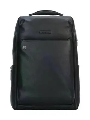 PIQUADRO Pebbled Leather Backpack - Black