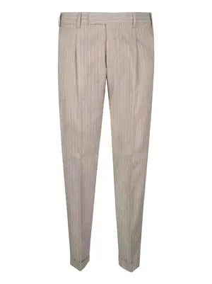 PT TORINO Pinstripe-print Pleated Trousers - Neutrals