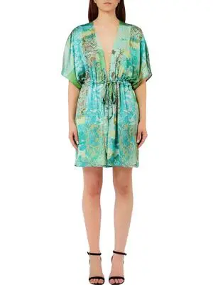 Liu Jo Paisley-print Drawstring Kaftan - Blue