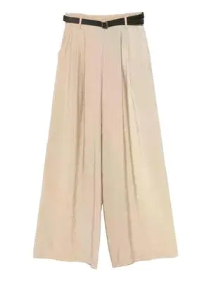 PHILIA LOFT Belted Pleated Trousers - Neutrals