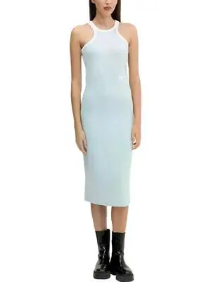 Karl Lagerfeld Logo-print Racer-neck Dress - Blue