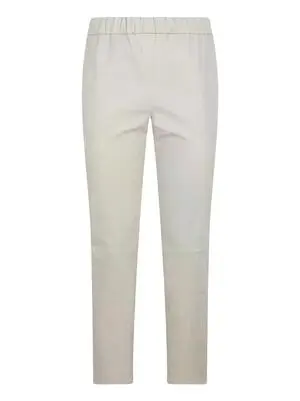 ENES Elasticated-waistband Leather Trousers - Neutrals